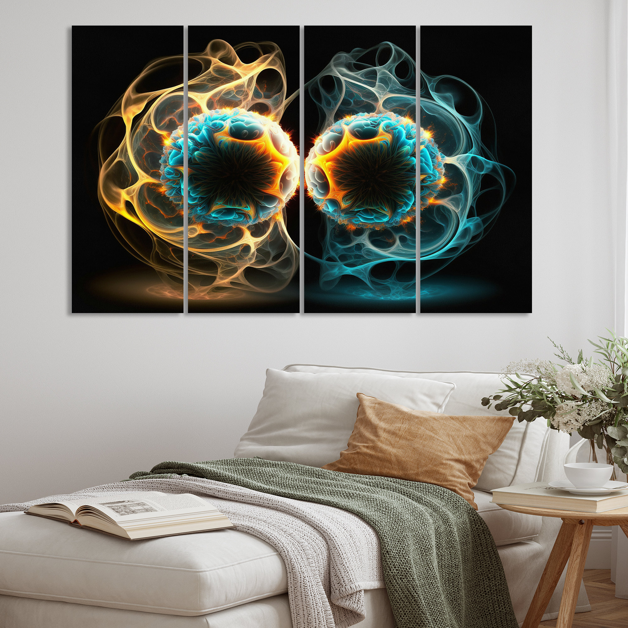 Wrought Studio™ Quantum Twin Flames IV On Canvas 4 Pieces Print | Wayfair